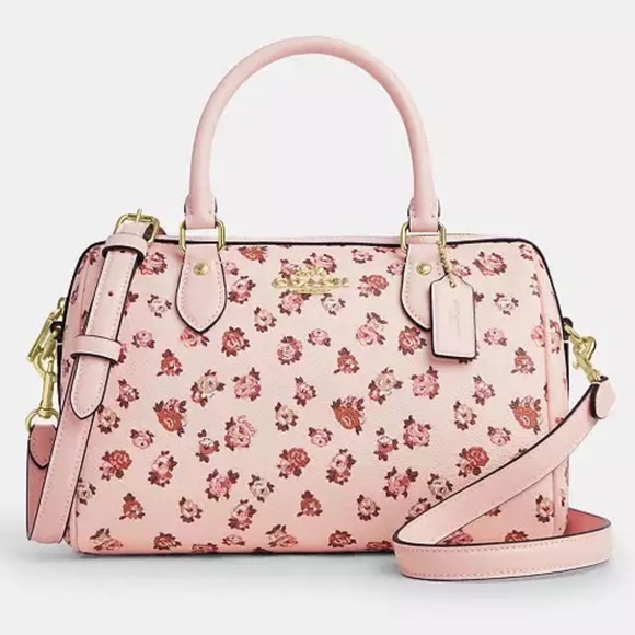 Coach | Bags | Coach Rowan Satchel Bag Crossbody Pink With Rose Print ...